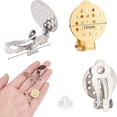 30pcs Flat Round Base Clip-on Earring Stainless Steel Ear Hoops with ...