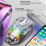 Transparent RGB Gaming Mouse Bluetooth Wireless Wired Digital Display ...