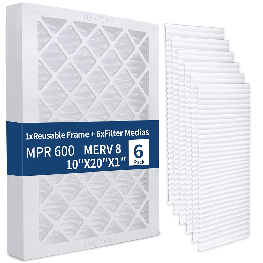 RSFDIYA Air Filter 10x20x1, 6-Pack MERV8 MPR 600 AC Furnace Reusable ...