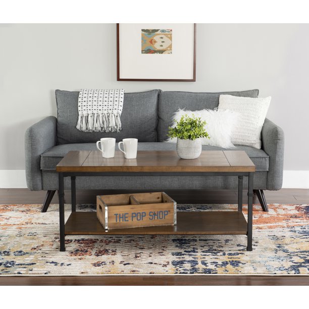 Linon Austin Coffee Table, Black, Ash Veneer, 20 inch Tall - Walmart.com