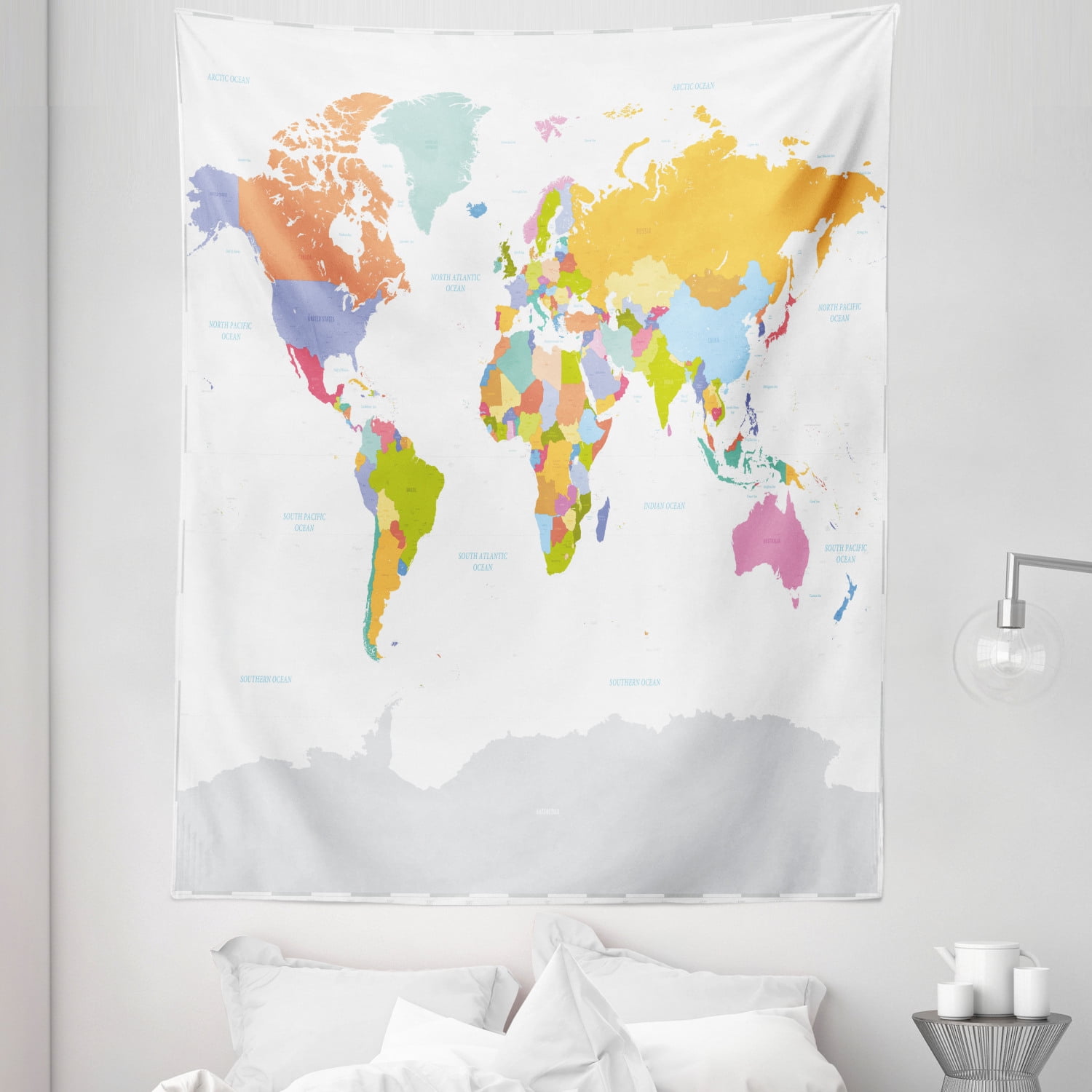 Map Tapestry, Highly Detailed Political Map of the World Global ...