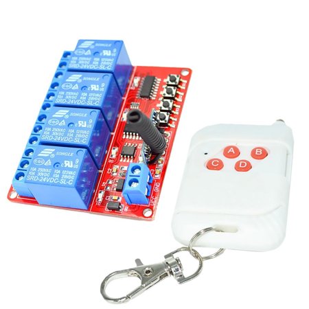 24V 4 channel 433M 4 buttons remote control receiver module | Walmart ...