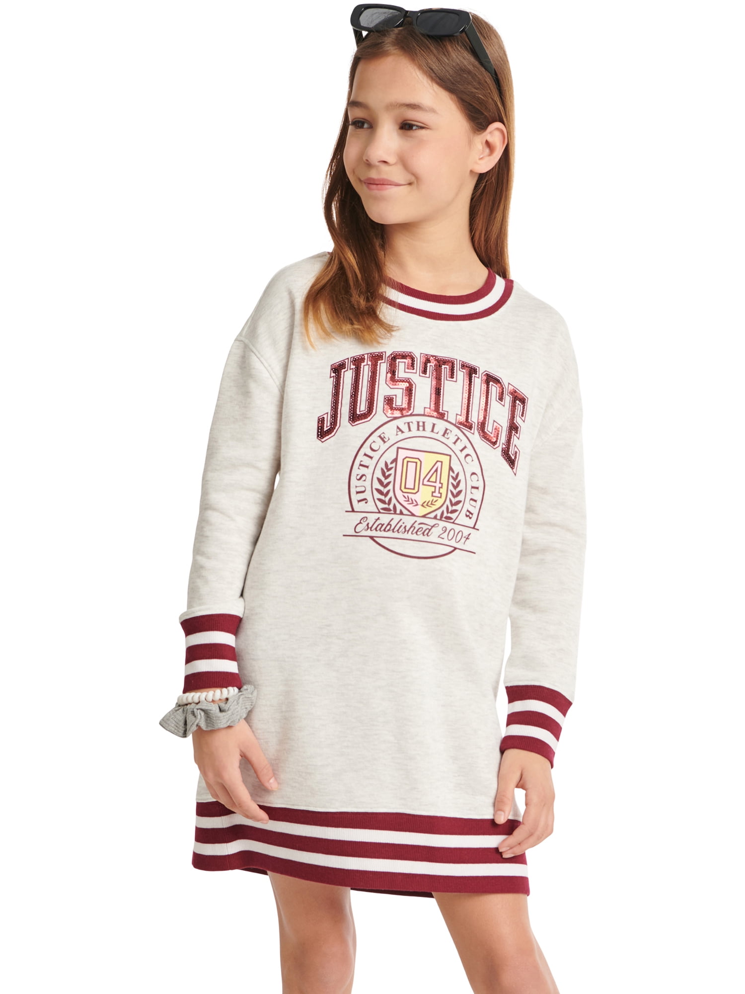 Justice Girls Rib Cuff Sweatshirt Dress, Sizes XS-XLP - Walmart.com