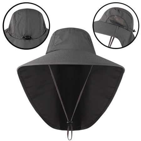 Unisex Bucket Hat Wide Brim with Neck Flap Adjustable Protecting with ...