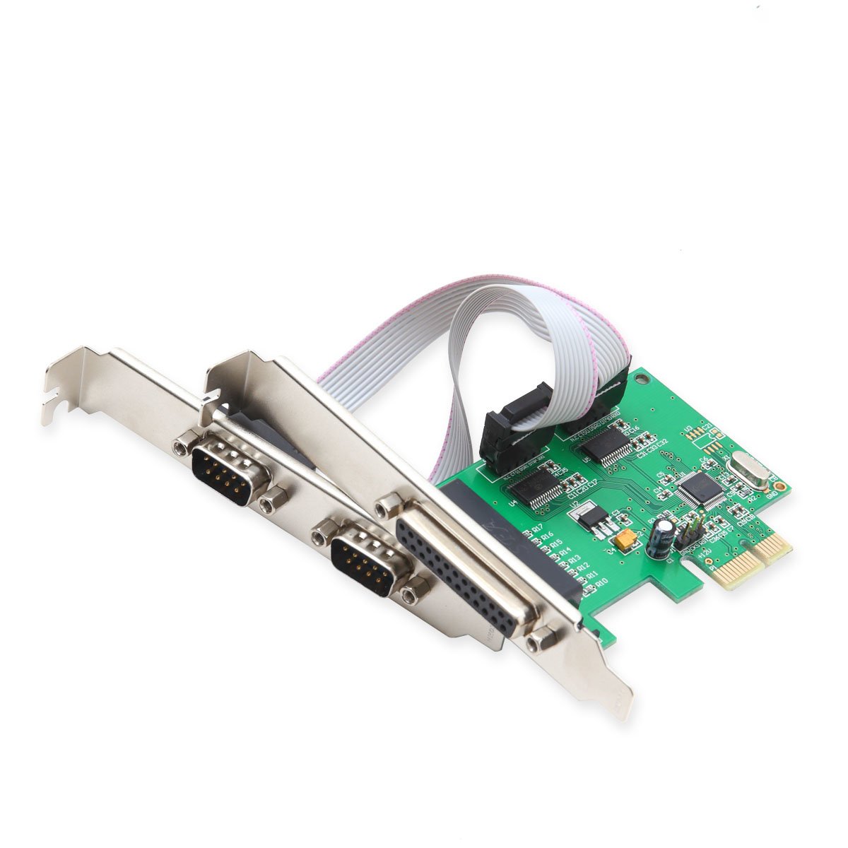 Tarjeta PCI-E IO CREST de 2 puertos serie COM DB9 RS-232 y 1 puerto de ...