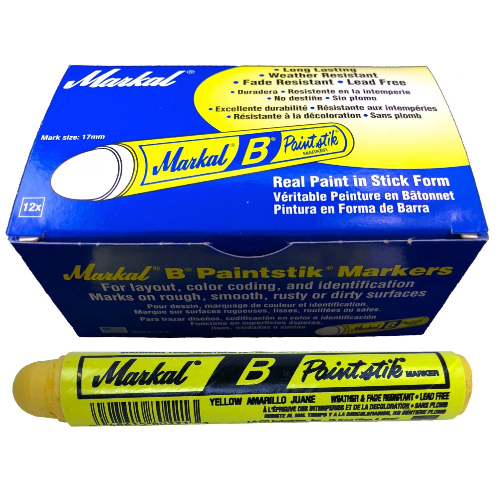 Box of 12 Markal B Yellow Tire Chalk Paint Sticks Crayon Surface Marker ...