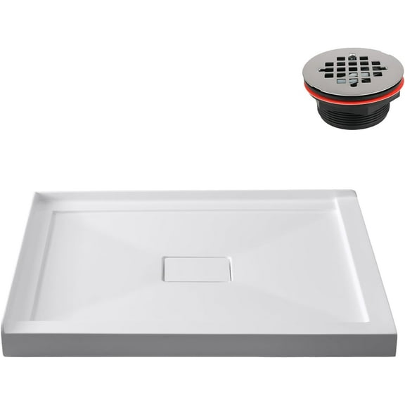 DreamLine 32x60 Inch Left Drain Acrylic Shower Base with QWALL-3 ...