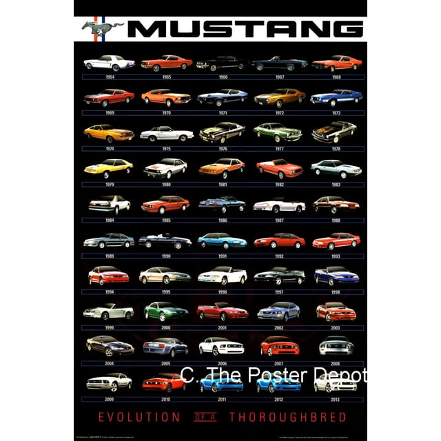 Mustang Poster History of the Ford Mustang Poster 24"x36" 1964-2013 ...