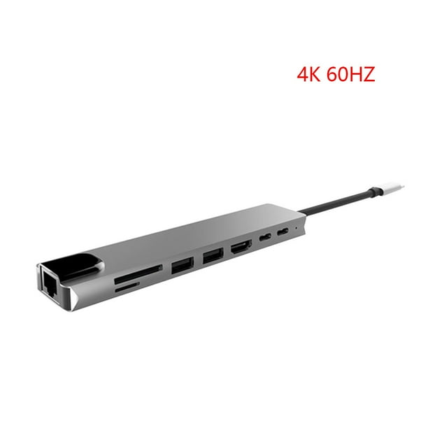 Concentrador 8 en 1 tipo c 4K HD Adaptador USB 3.0 Carga PD Lector de ...