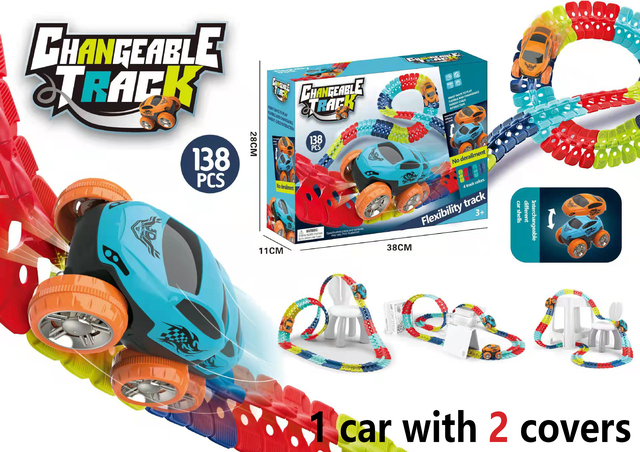 Kids Track Cars For Boy Flexible Track with LED Light-Up Race Car Set ...