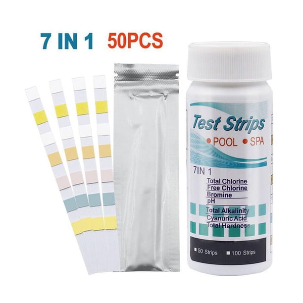 7-in-1 Pool Test Strips,50 PCS Pool Test Strips for pH,Swimming Water ...