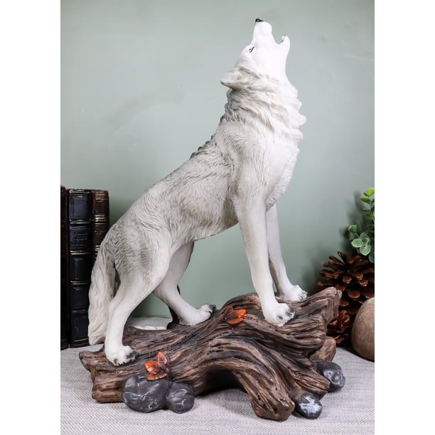 Large Cries Of The Night Howling Alpha Gray Wolf Statue 12"H Spirit ...