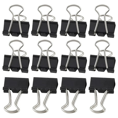 File Organizer Black 15mm Width Spring Loaded Binder Clips 12 Pcs ...