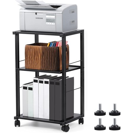 Printer Stand, 3 Tier Under Desk Home Printer Cart on Wheels ...