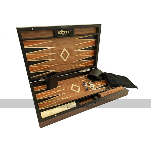Deluxe Wooden Inlaid 15-inch Backgammon Set by Italfama (Walnut and Maple) - Walmart.com