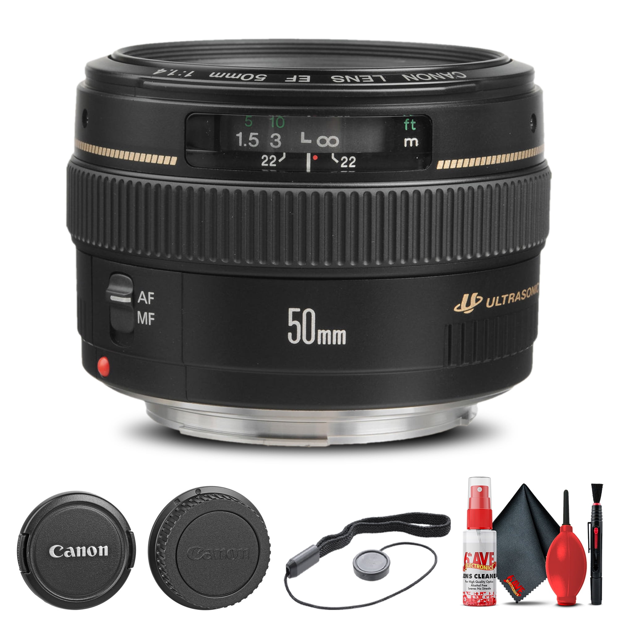 Canon EF 50mm f/1.4 USM Lens (2515A003) + Filter Kit + Lens Pouch ...