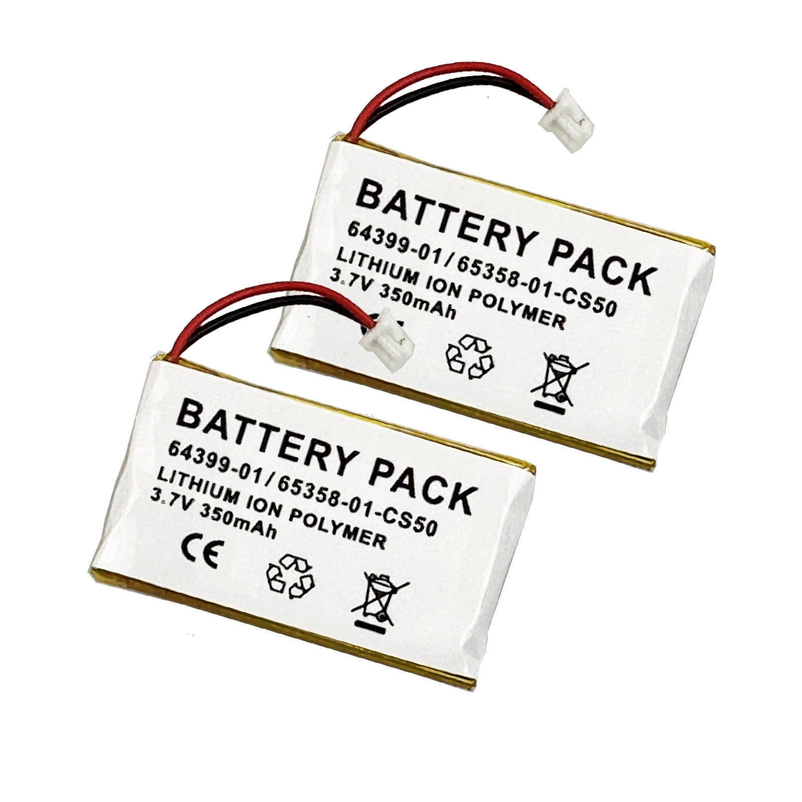 Battery 2-Pack for Plantronics CS50, CS55, HL10, Headsets 65358-01 ...