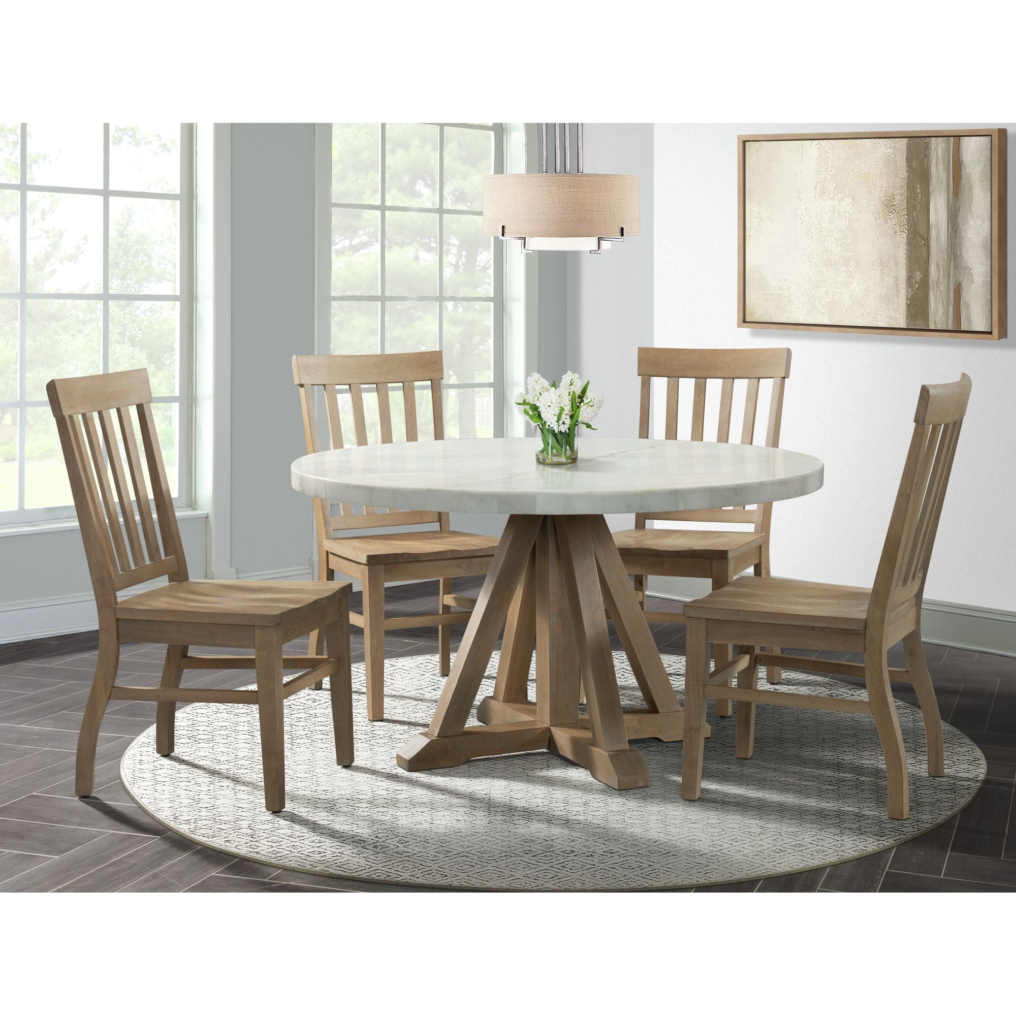 Picket House Furnishings Liam Round 5PC Dining Set-Table & Four Chairs ...