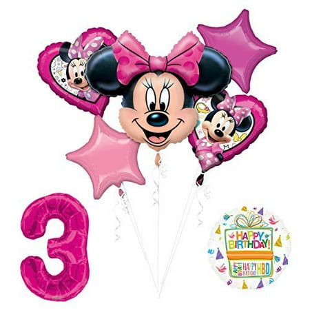 NEW Minnie Mouse 3rd Birthday Party Supplies Balloon Bouquet ...
