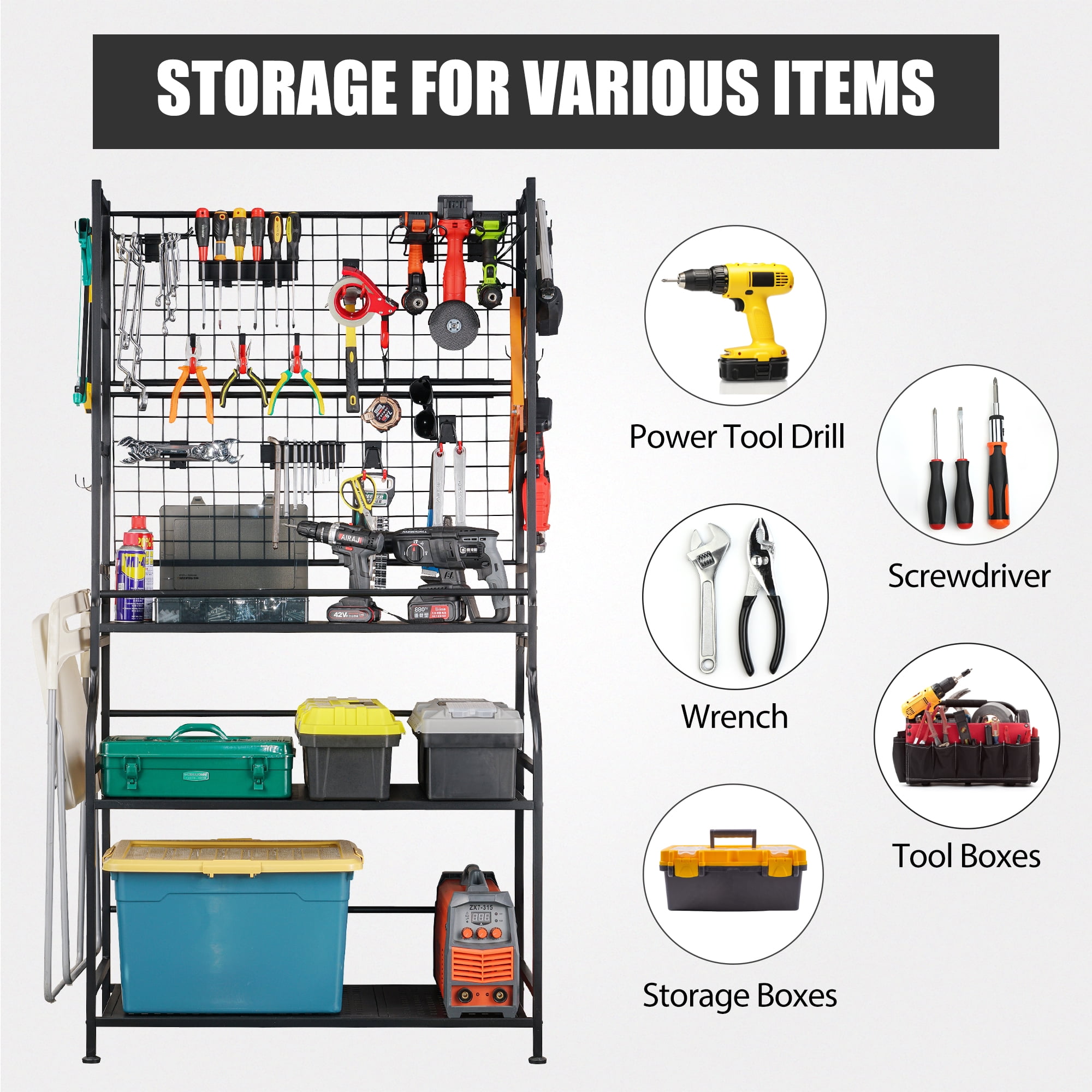 Buy MYTHINGLOGIC Tool Storage Organizer Rack Tool Rack Holder Power ...
