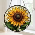Botanical Sunflower Design Stained Glass Suncatcher, Window Decor ...