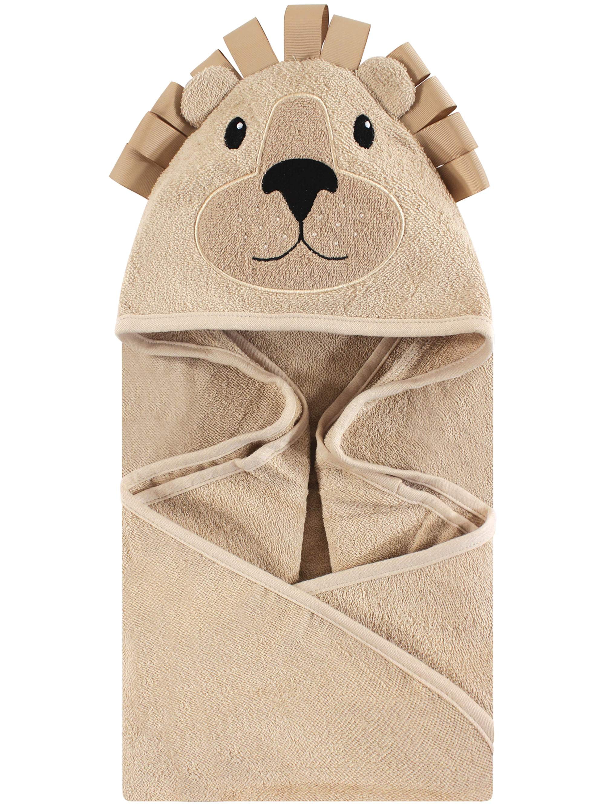 Hudson Baby Infant Cotton Animal Face Hooded Towel, Lion, One Size ...