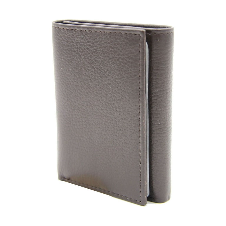 George Men s Trifold Flip Milled Wallet Brown