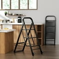 Laijoy 2-In-1 Hand Truck & Ladder, Foldable 3-Step Ladder w/ Non-slip ...