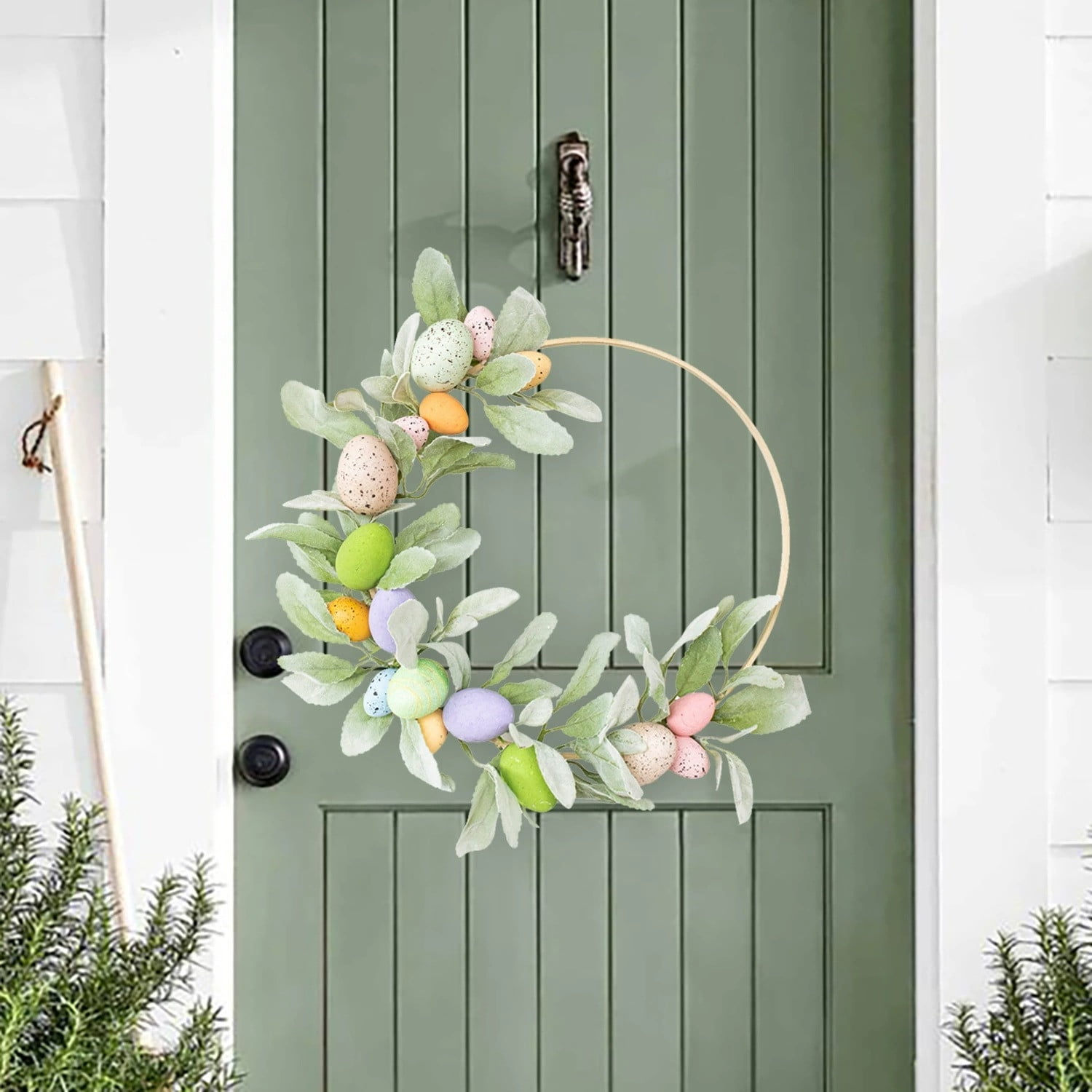 Click here for Boovnll New Easter Eggs Wreath Front Door Wall Dec... prices