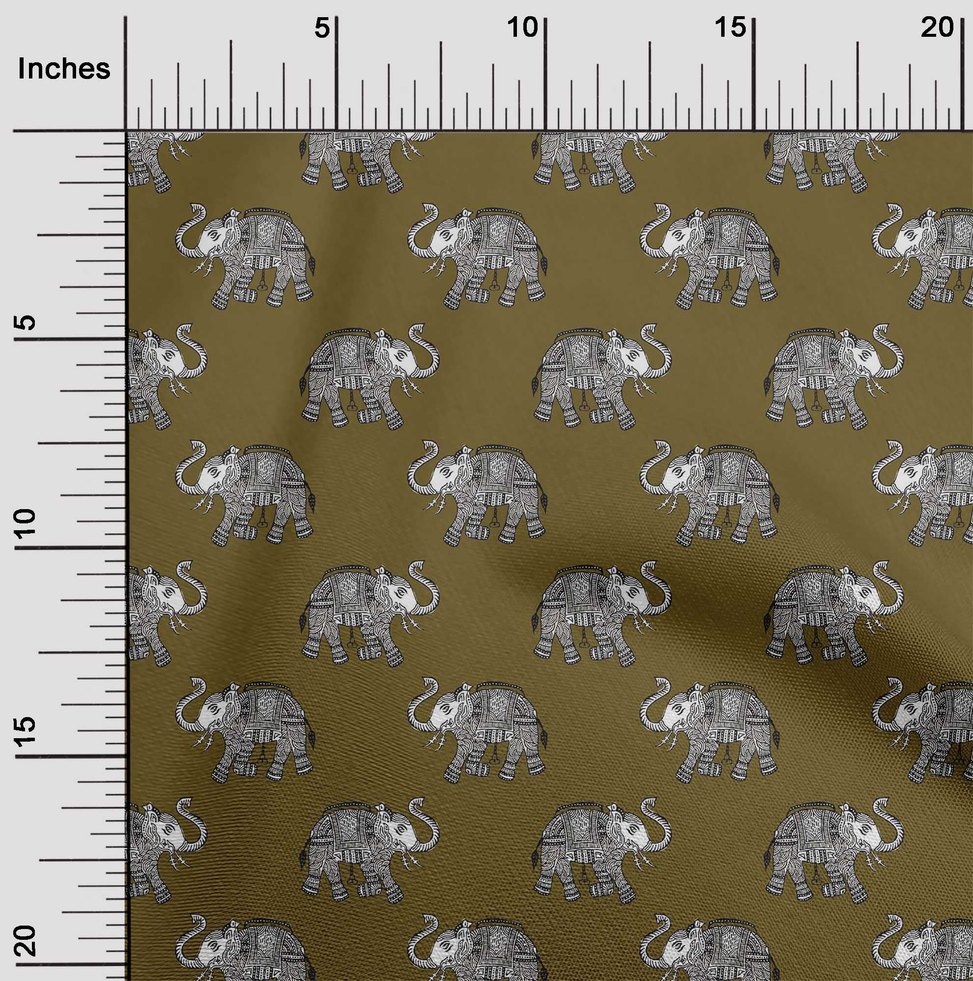 oneOone Cotton Silk Fabric Elephant Block Print Fabric By The Yard 42 ...