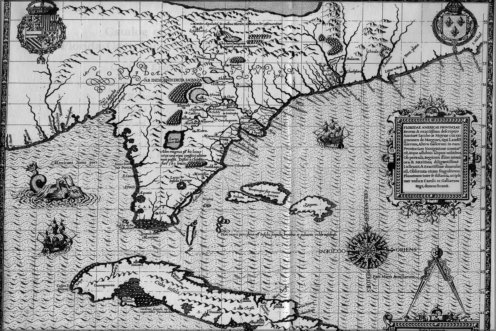 24"x36" Gallery Poster, MAP OF FLORIDA by jacques le Moyne 1591 ...