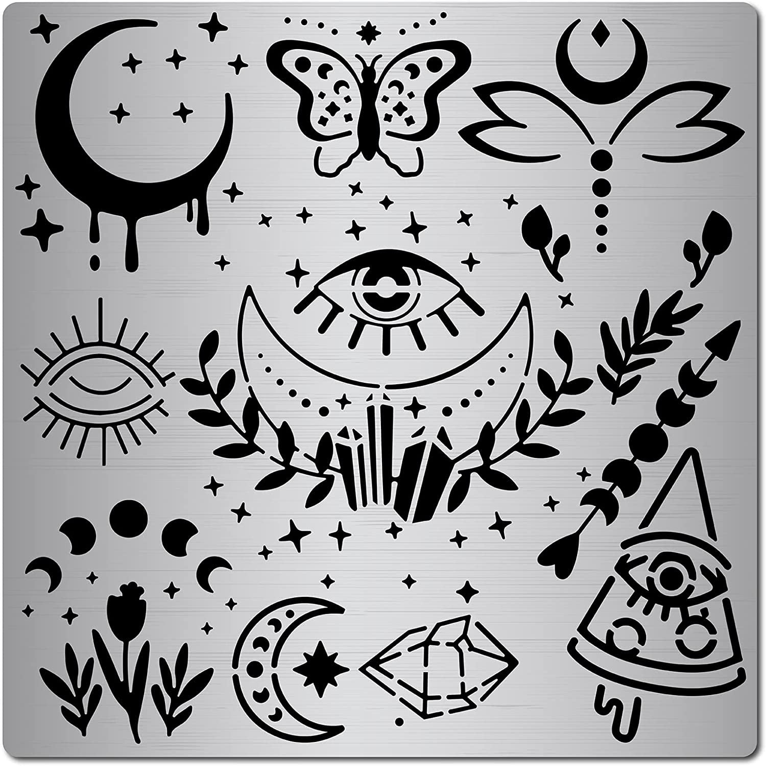 1PC 6.3 Inch Metal Moon Phase Stencil Stainless Steel Butterfly Demon ...