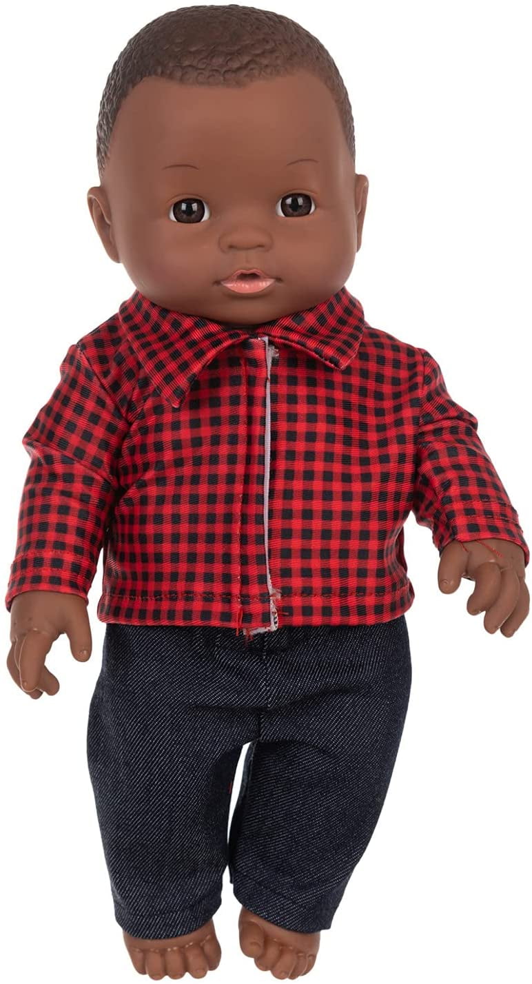 African Simulation Cute Black Baby Boy Doll, 11.8inch Realistic Black ...