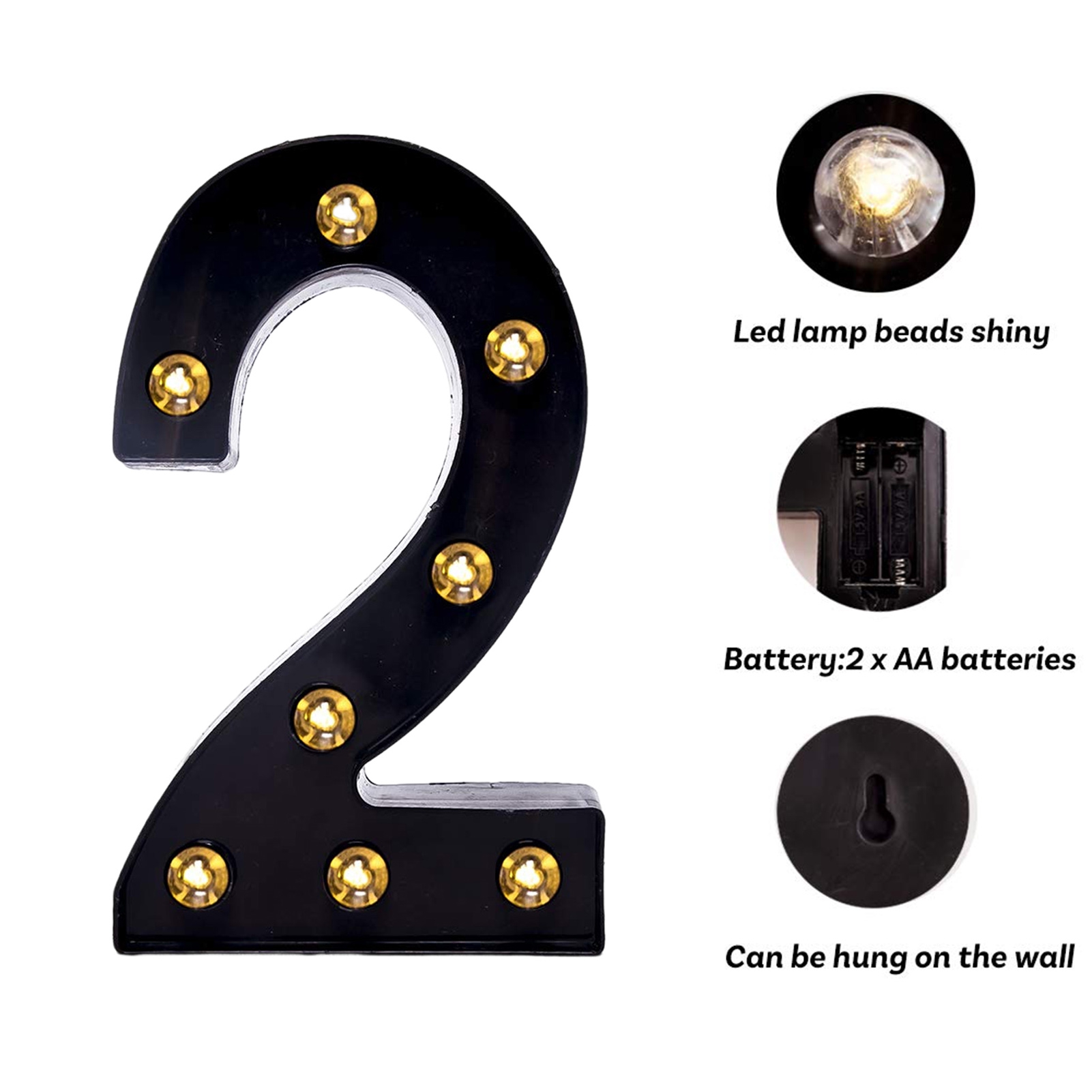 Washranp LED Light Up Number Sign with Hanging Hole,Numbers Night Light ...