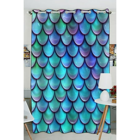 GCKG Fish Scales Purple Blue Window Curtain Kitchen Curtain Size 52(W ...