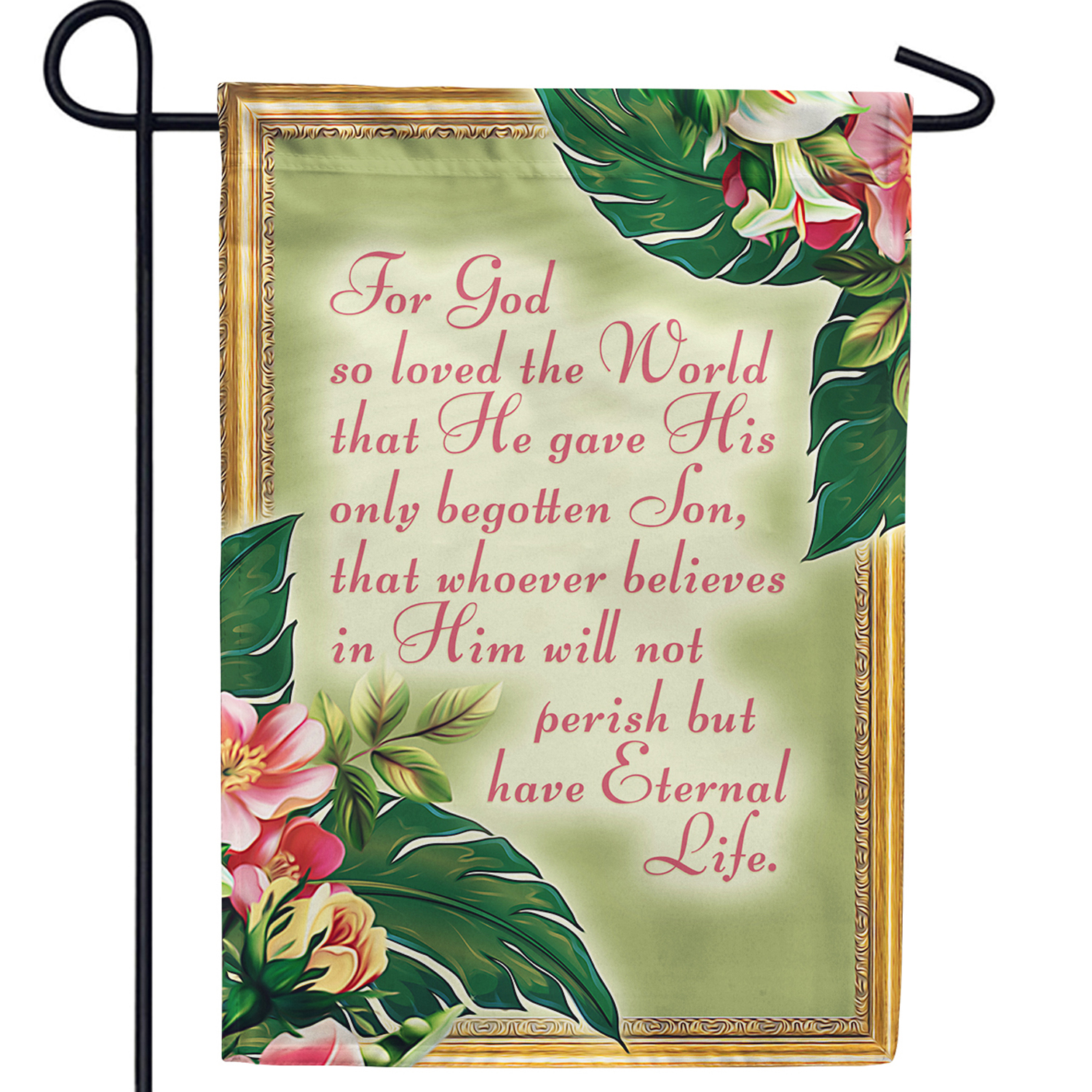 America Forever Bible Verse Garden Flag - 12.5 x 18 inch - John 3:16 ...