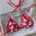 New Sanrio Hello Kitty Bikinis Bathing Suit Set Sexy Women Pink Halter Brazilian Bikini Set