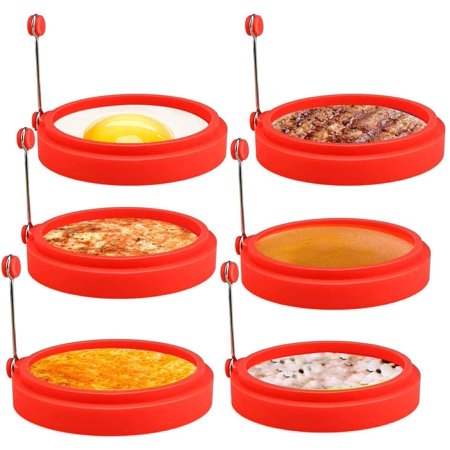 6pcs Silicone Egg Rings,4 Inch Egg Ring for Frying Eggs, Egg Mcmuffin ...