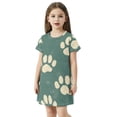 BZSMCE Short Sleeve dress Dress Casual Cotton Dresses-Green Paw Print ...