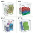 mDesign Plastic Desk Organizer Bin Box with Hinged Lid for Home Office ...