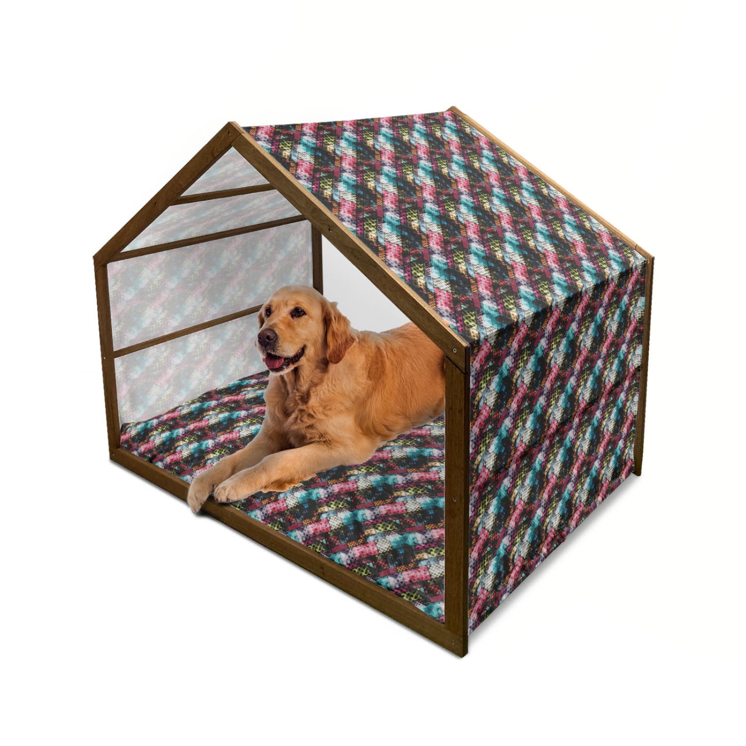 Abstract Pet House, Vibrant Rectangles Traditional Polka Dots Design ...