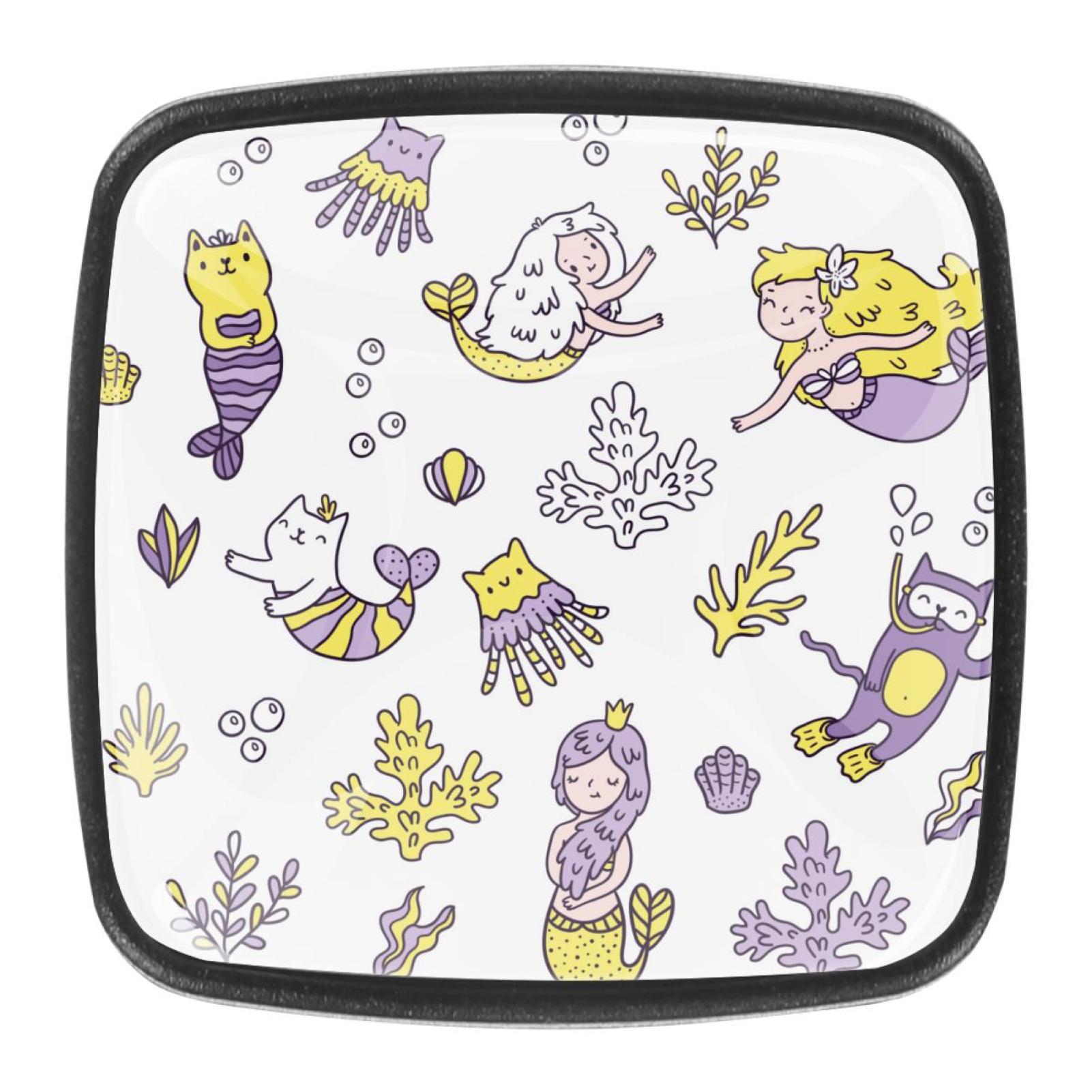 4 Pcs Square Cabinet Handle Cupboard Knob Drawer Pulls Handle Sea ...