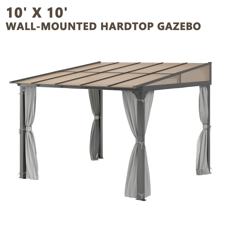 Lean To Outdoor Structure VINGLI 10x10 Wall-Mounted Pergola Gazebo ...