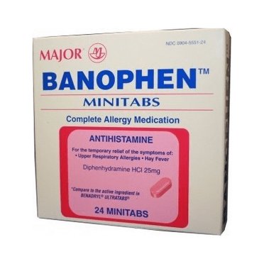 Major Banophen 50mg Diphenhydramine HCl Antihistamine, Allergy & Cold ...