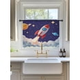 Cartoon Rocket Sheer Curtains 54 Inch Long 1 Panel Cloud Space Stars ...