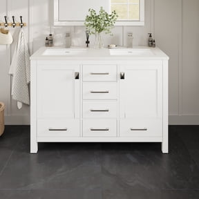 Latoscana OA53OPT3W Oasi 53 Inch Vanity With Left Side Cabinet In White ...