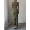 Army Green Cowl Neck Sleeveless Ruched Bodycon Maxi Dress Elegant ...