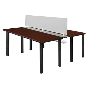 Kee 60" x 24" Double Benching System with Privacy Divider- Mahogany ...