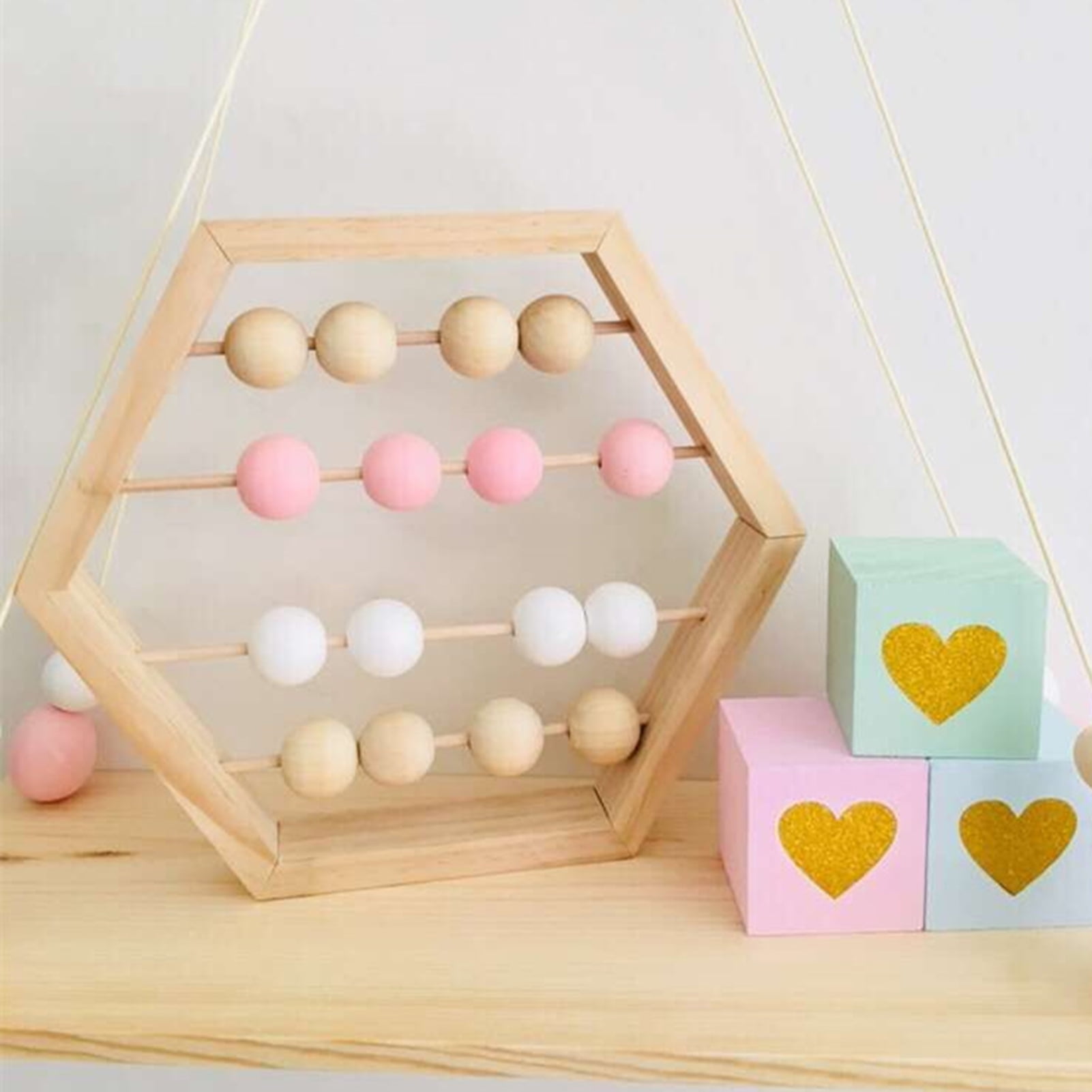 Yesbay Wooden Abacus Interactive Hexagon Shape Multi-color Beads ...