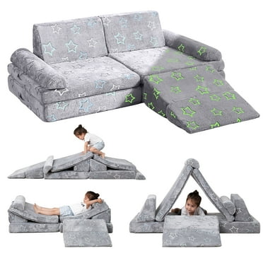 Yourigami Folding Convertible Kids and Toddler Play Couch, 4 Pieces ...